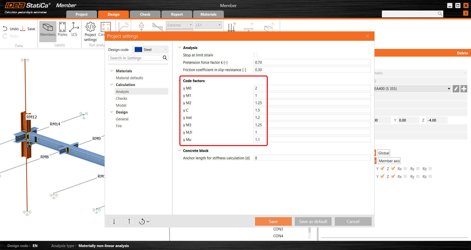 Project Settings Idea Statica